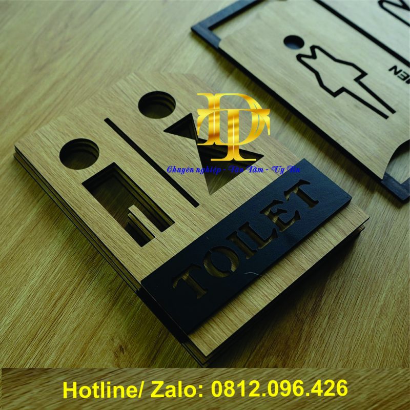 Biển wc nam nữ bằng gỗ, restroom, biển chỉ dẫn nhà vệ sinh.
