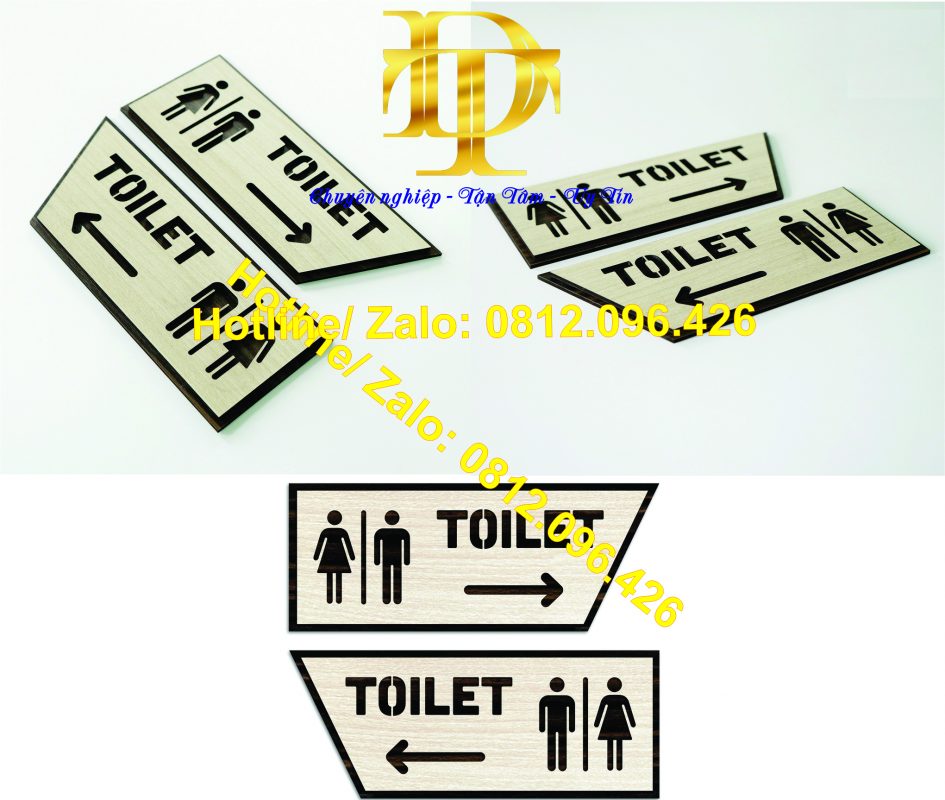 Biển wc nam nữ bằng gỗ, restroom, biển chỉ dẫn nhà vệ sinh.