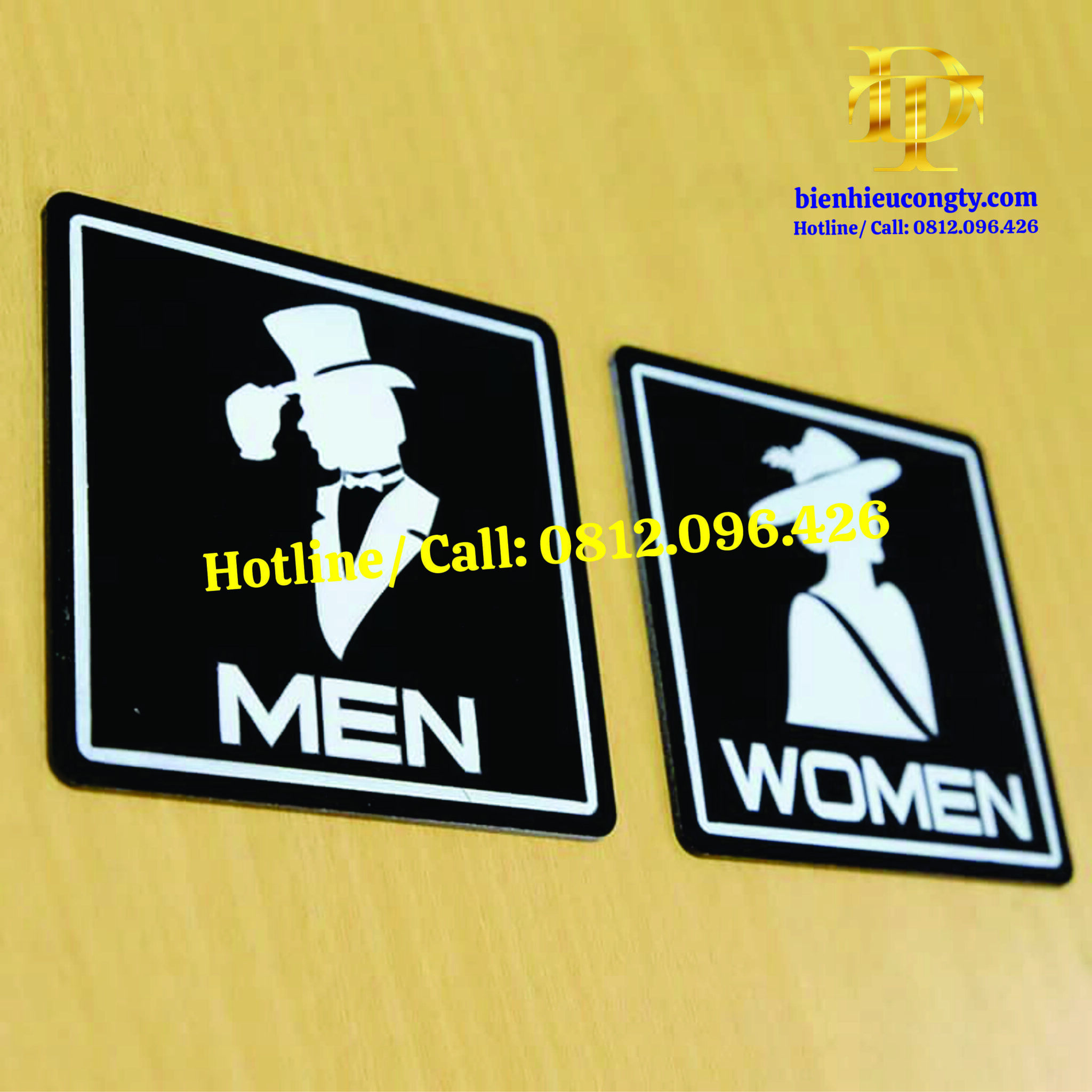 Biển báo nhà vệ sinh toilet, biển wc nam nữ bằng mica, inox.
